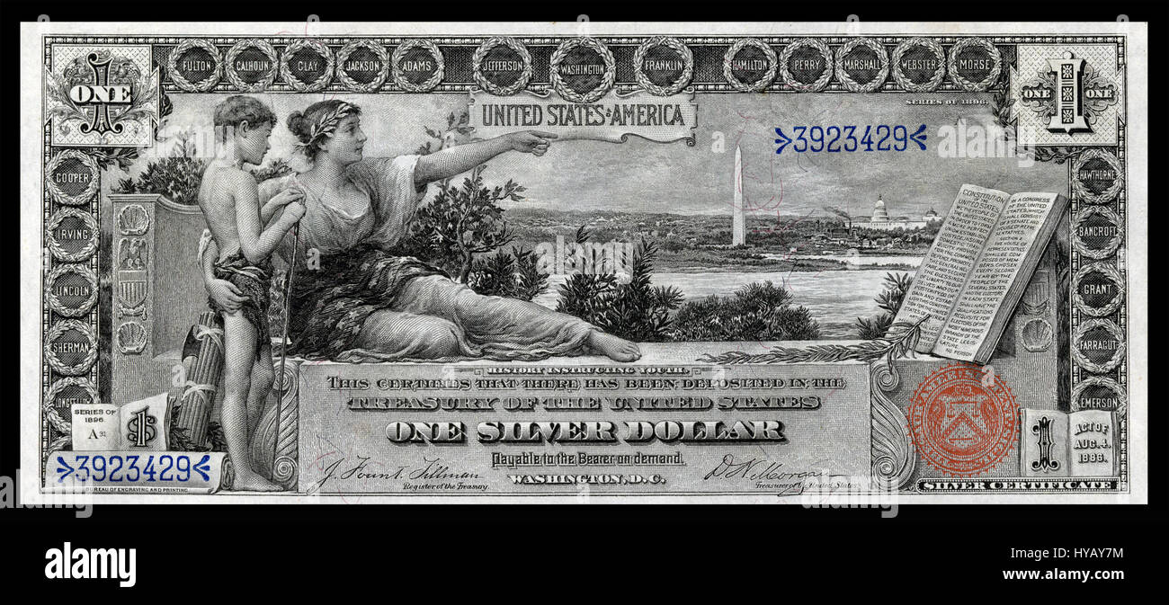 'US $1 SC 1896 Fr 224' refers to a historical U.S. banknote, issued in ...