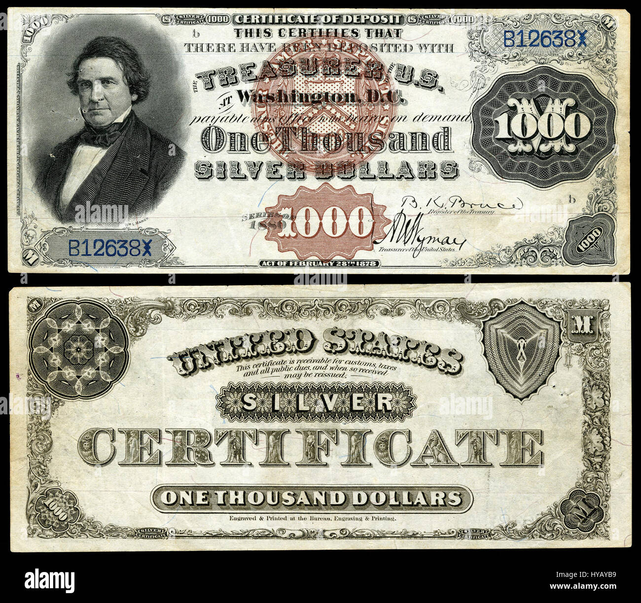 This stamp, issued in 1880, is a U.S. $1000 denomination from the SC ...