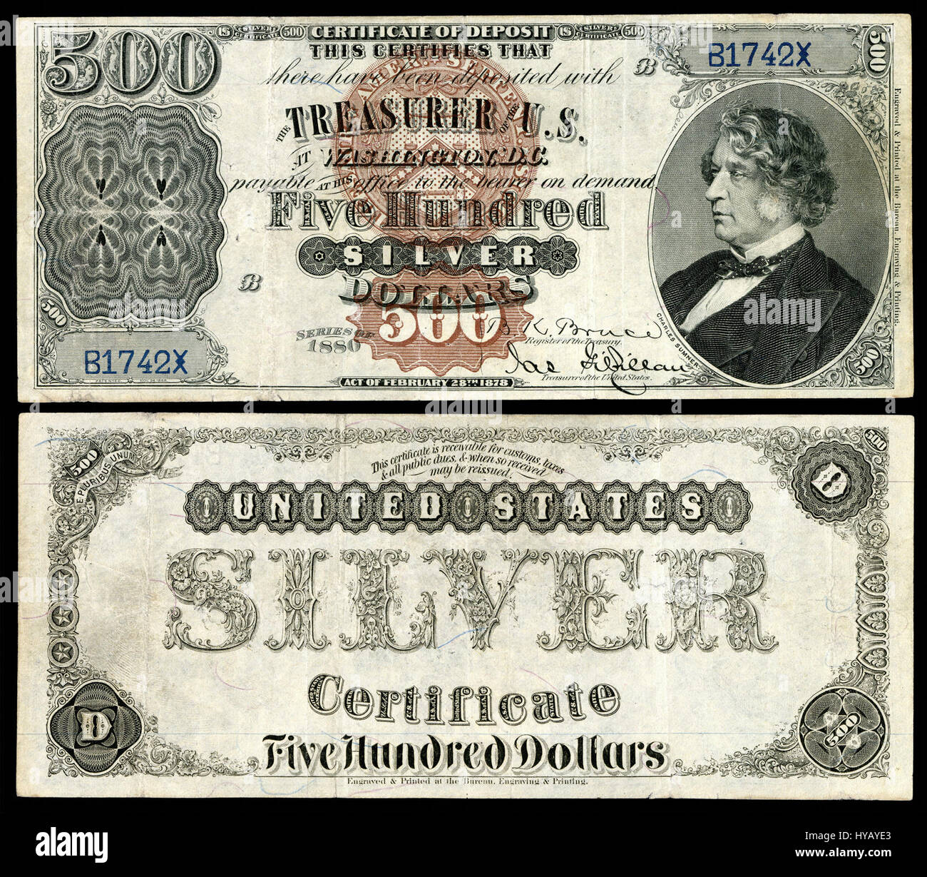 The US $500 SC 1880 Fr 345c refers to a specific U.S. currency note ...