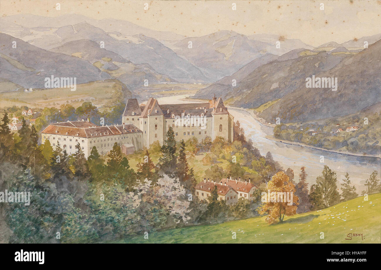 Georg Janny's painting Schloss Grein, Donau portrays the picturesque ...