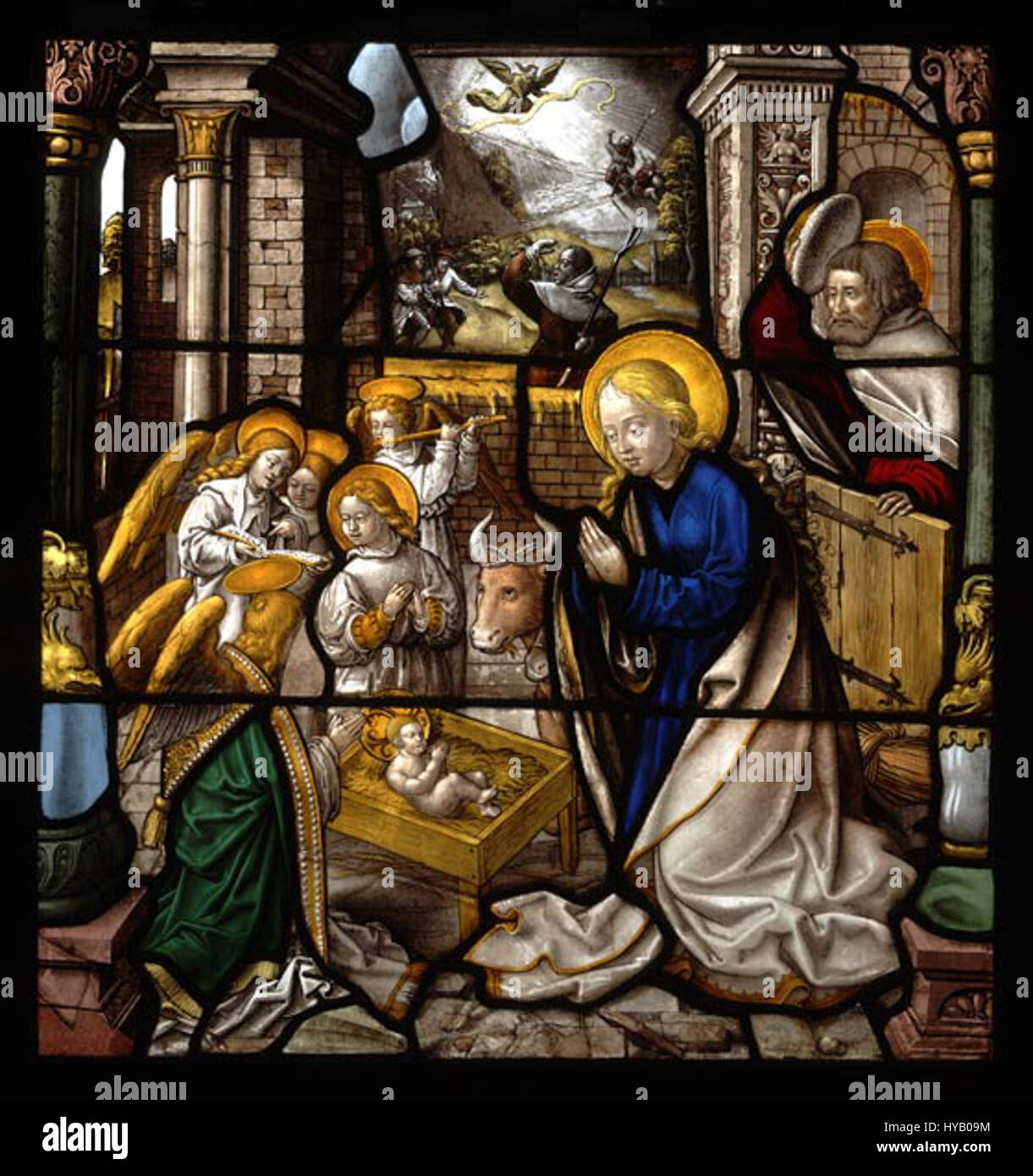 This depiction of the Nativity at Mariawald Abbey illustrates the birth ...