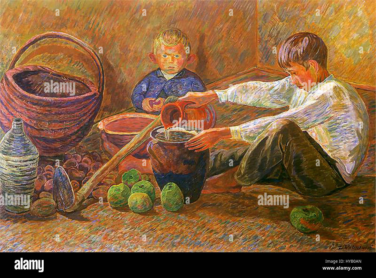 'Waliszewski Boys and Still Life' is a painting that combines a ...