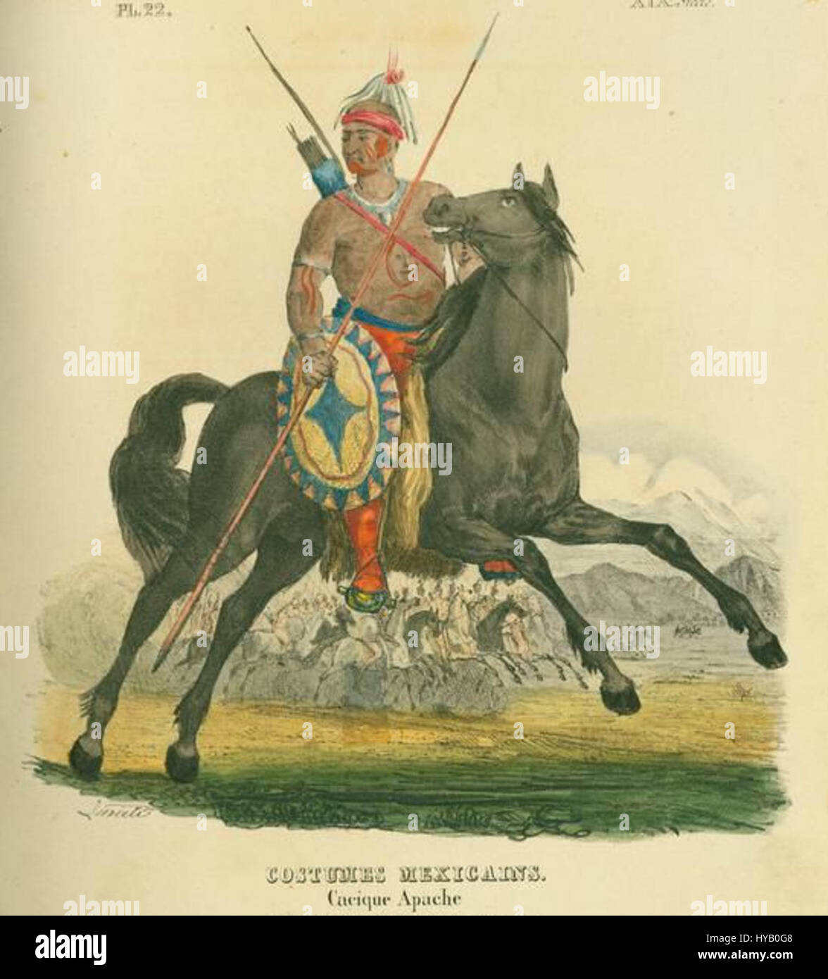 'Cacique Apache' by Claudio Linati, painted in 1828, depicts a portrait ...
