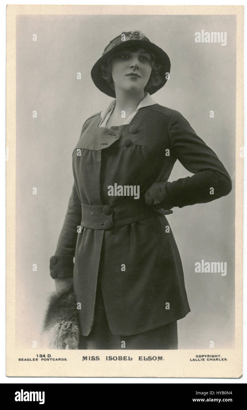 This early 20th-century postcard features an image of Isobel Elsom, an ...