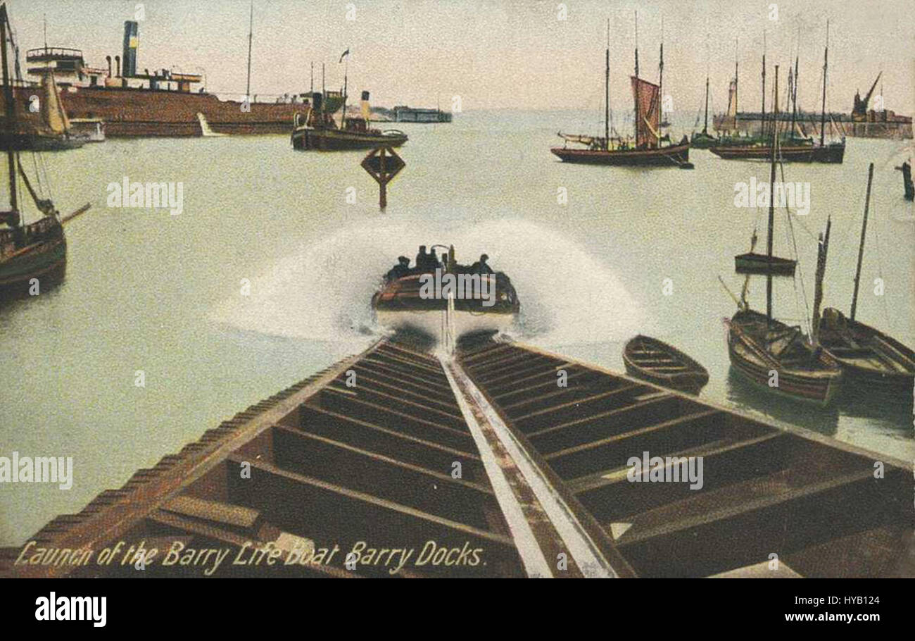 Glamorgan, Barry Docks, Launch of the Lifeboat c.1906 old sail ships in ...