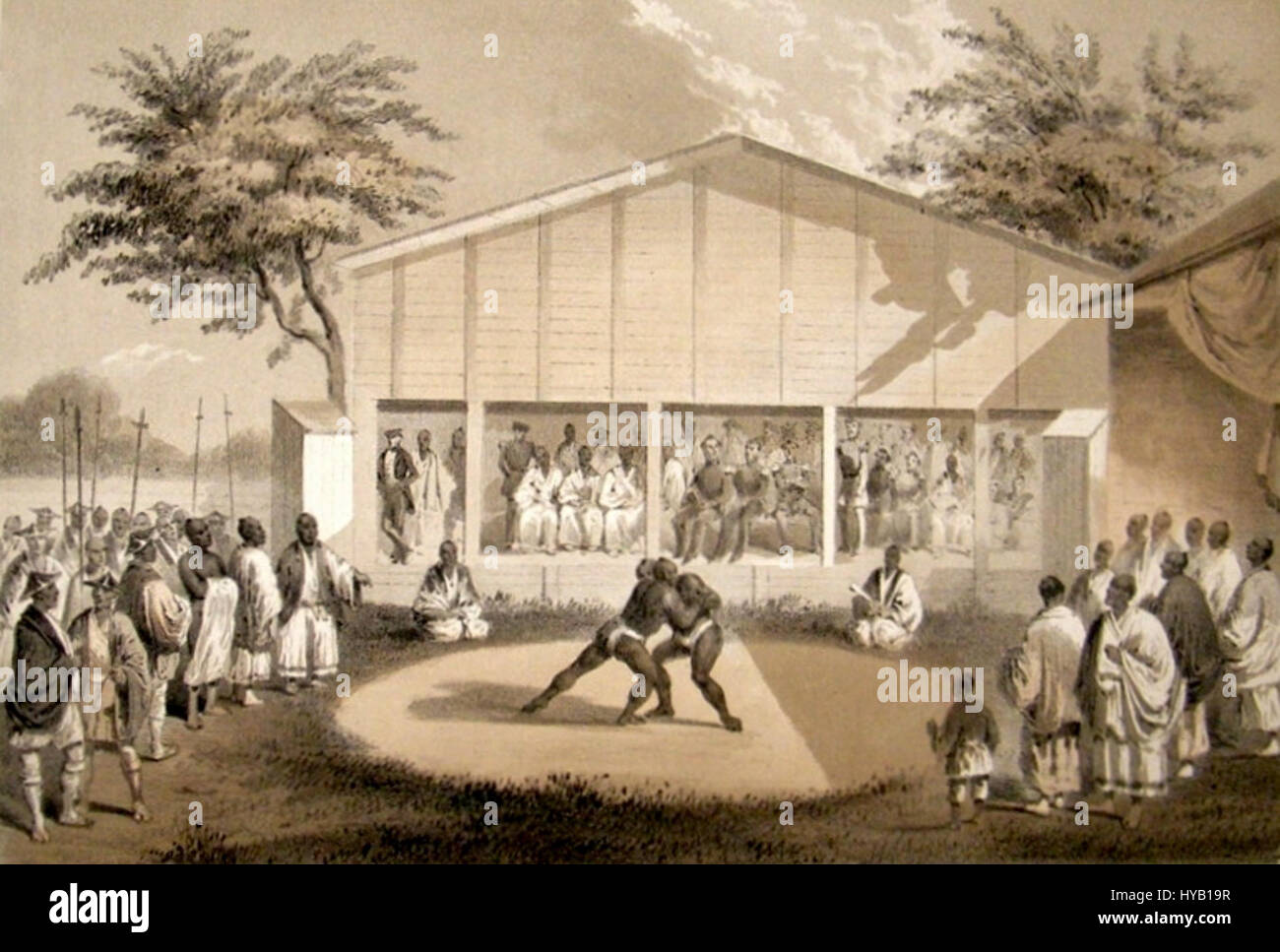 'Japan Perry Expedition 1856' depicts sumo wrestlers at Yokohama ...