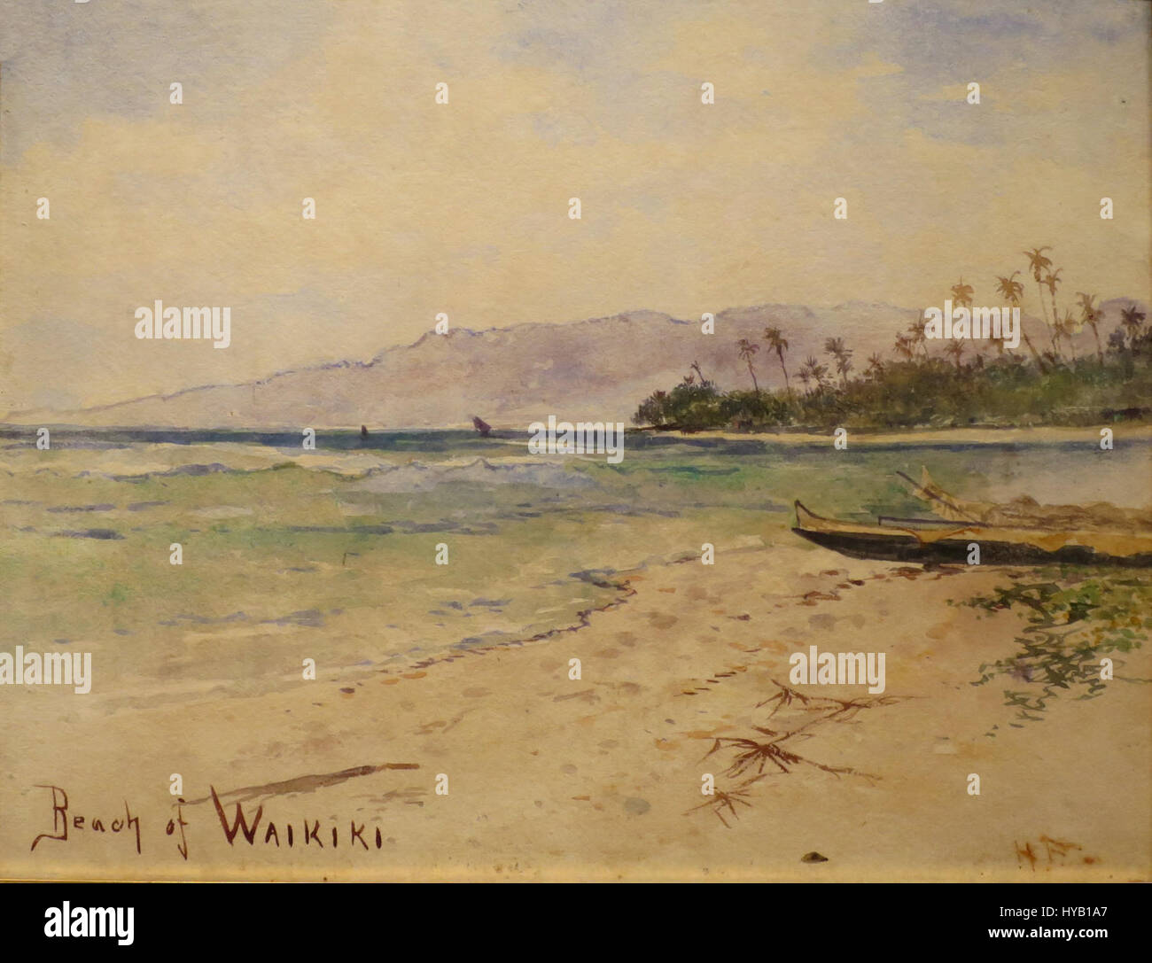'Beach of Waikiki' by Hugo Antoine Fisher is a watercolor painting ...