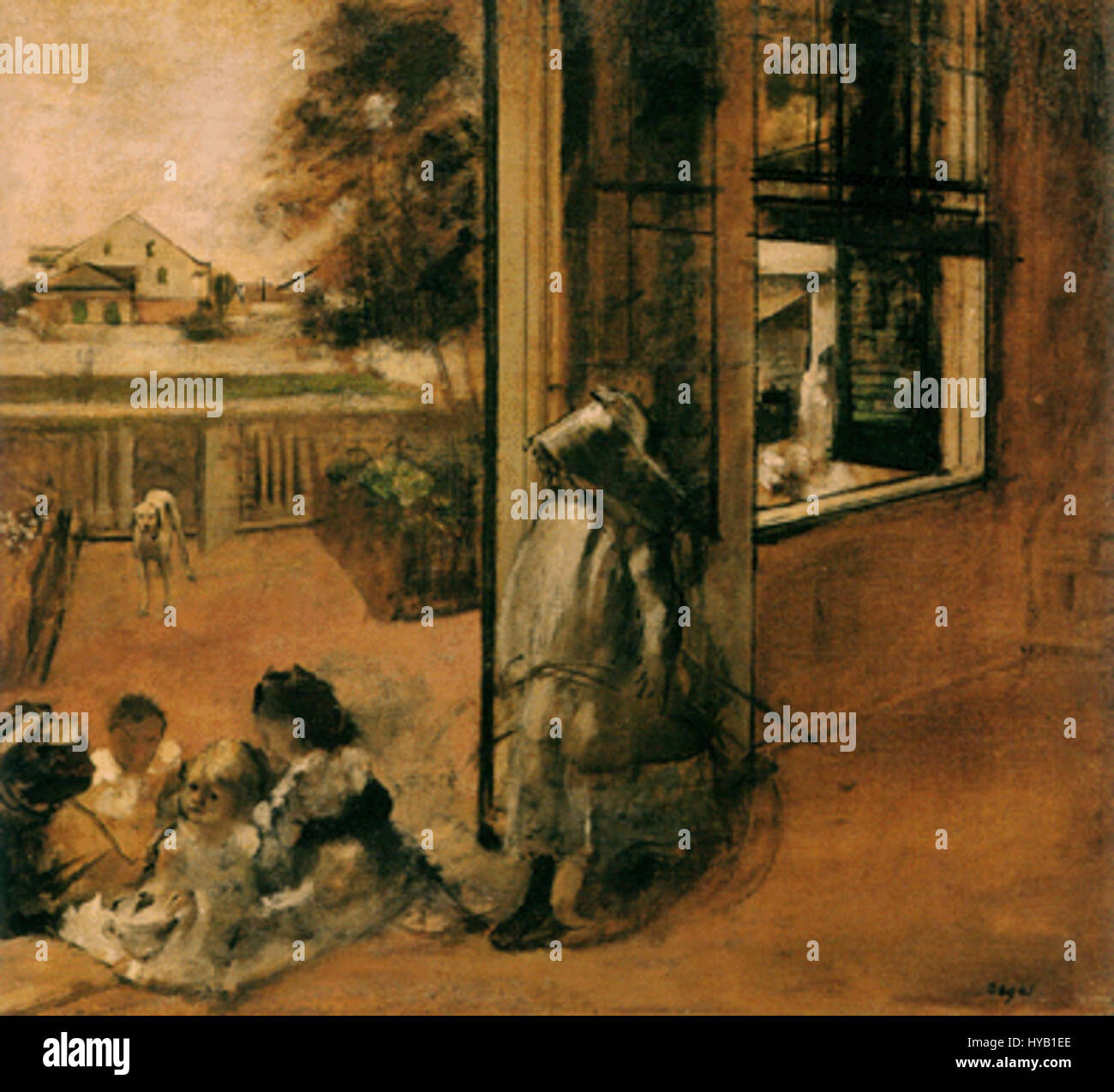 Edgar Degas' painting 'Yard of House, New Orleans' from 1872 portrays a ...