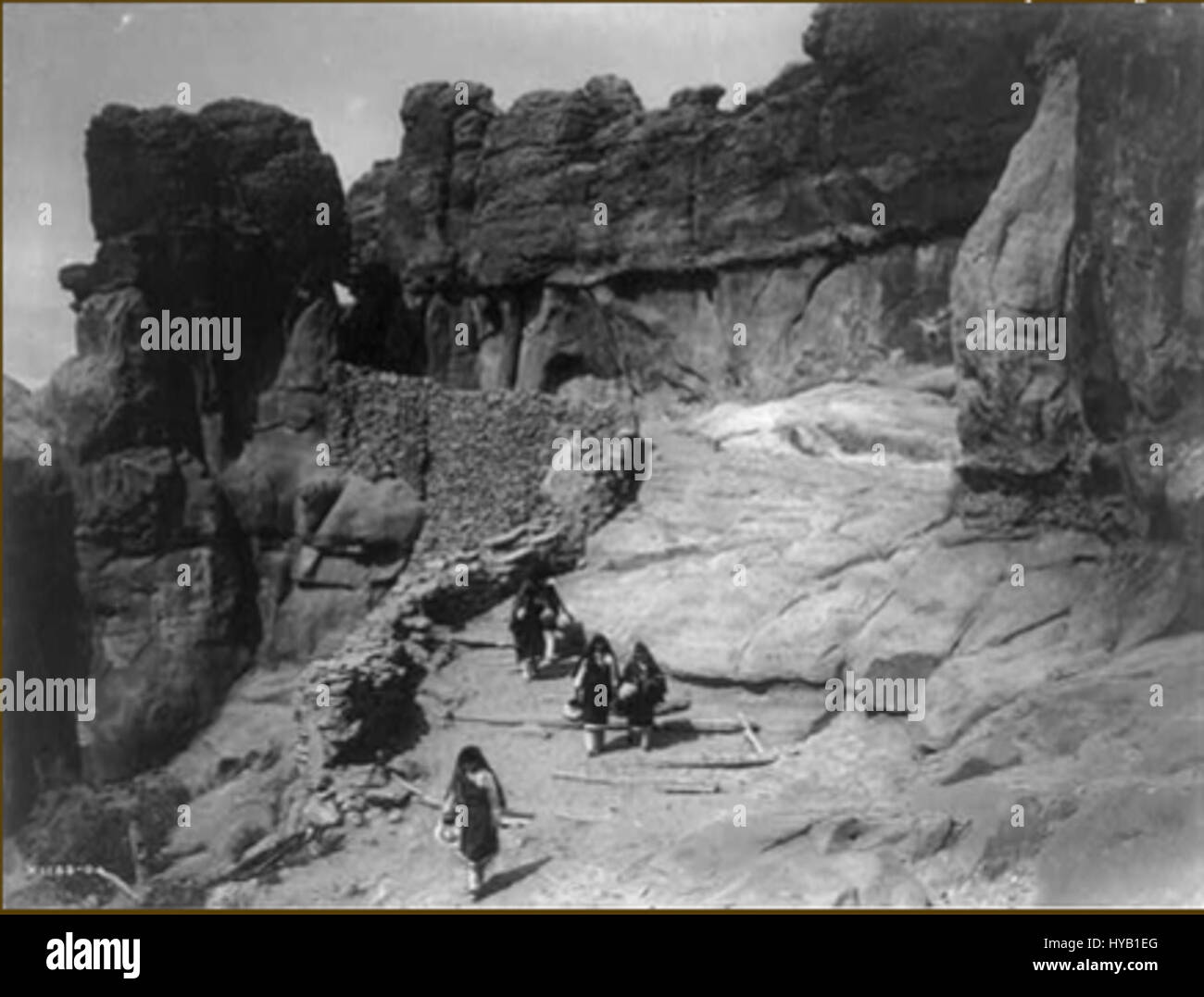 'Acoma Rock and Waterhole, 1934' captures a stark, dry landscape of the ...