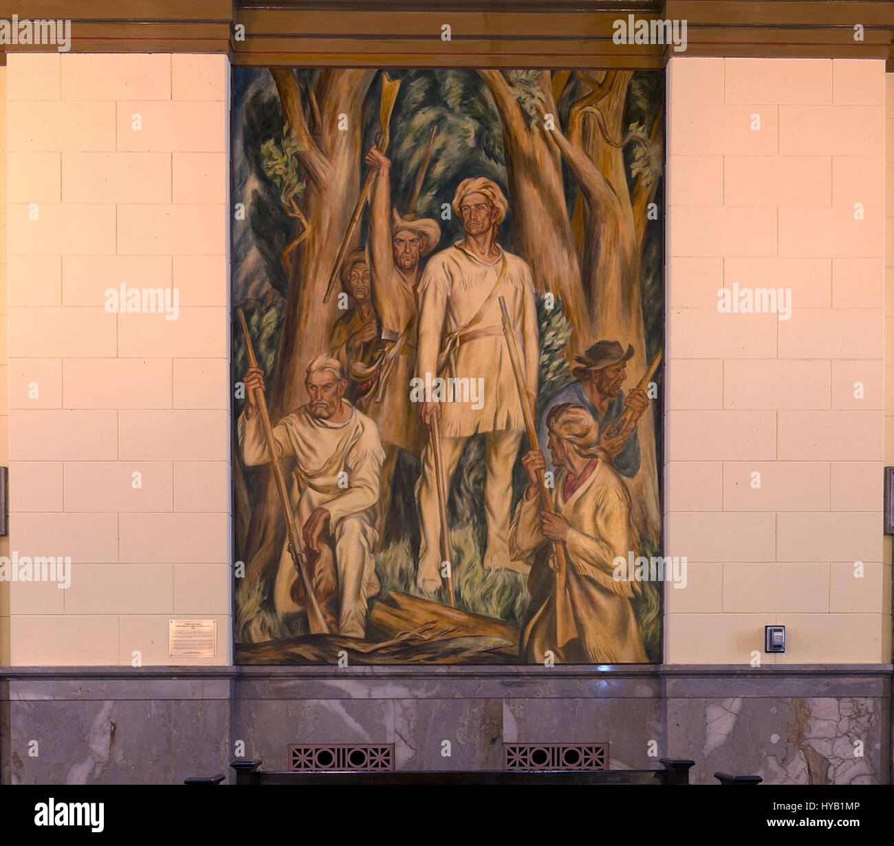 This courtroom mural, located in the U.S. Post Office, features a ...