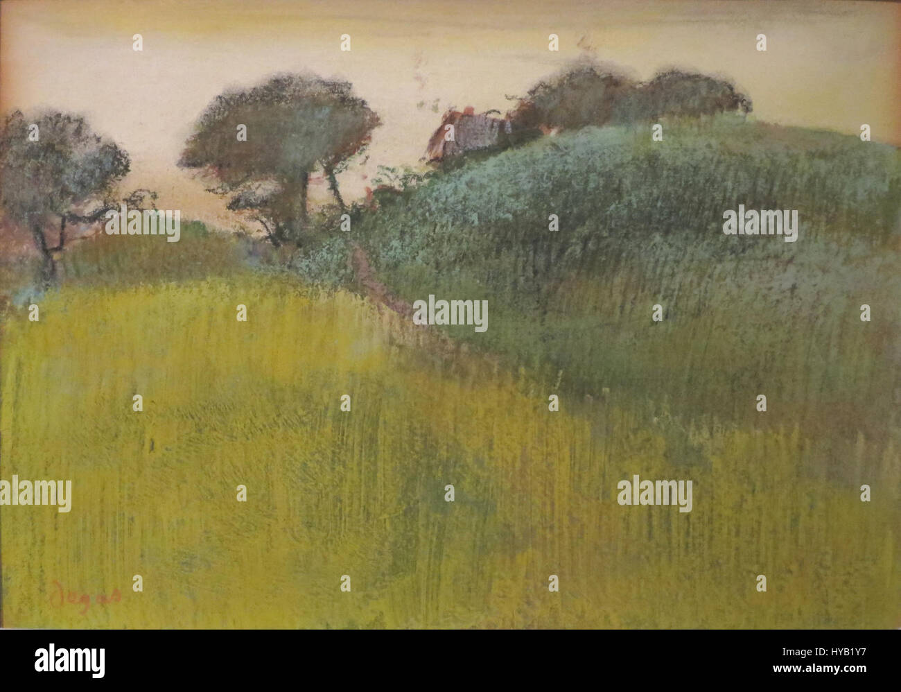 Edgar Degas's 'Wheat Field and Green Hill' is a landscape painting that ...