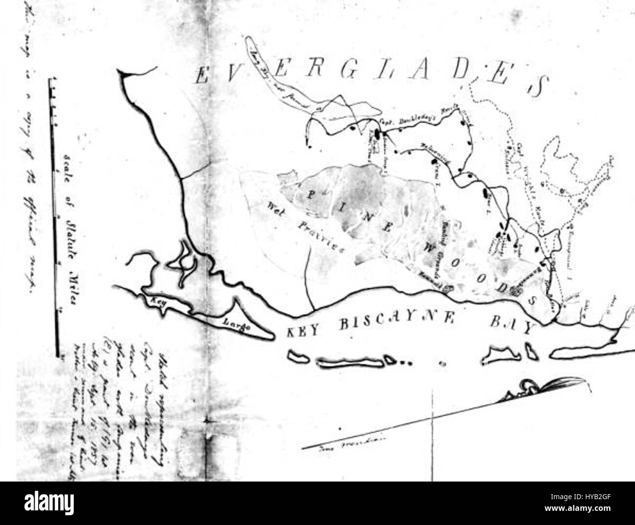 This 1857 map shows the Everglades region, a vast wetland area located ...