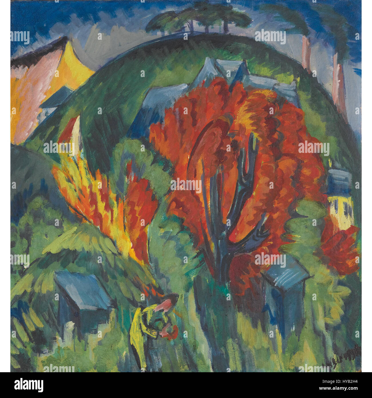 Ernst Ludwig Kirchner's painting titled 'Galgenberg in Jena' depicts a ...