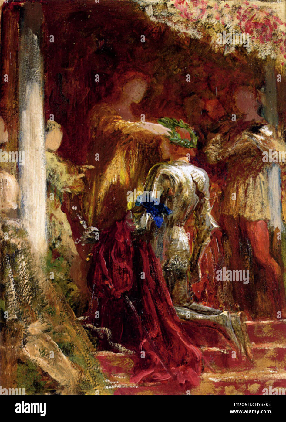 Dicksee Victory, A Knight Being Crowned With A Laurel Wreath Stock ...