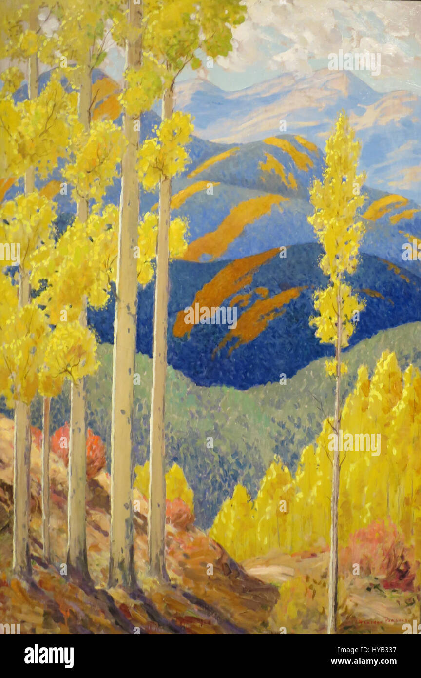 'Santa Fe Mountains in October' is a landscape painting by American ...