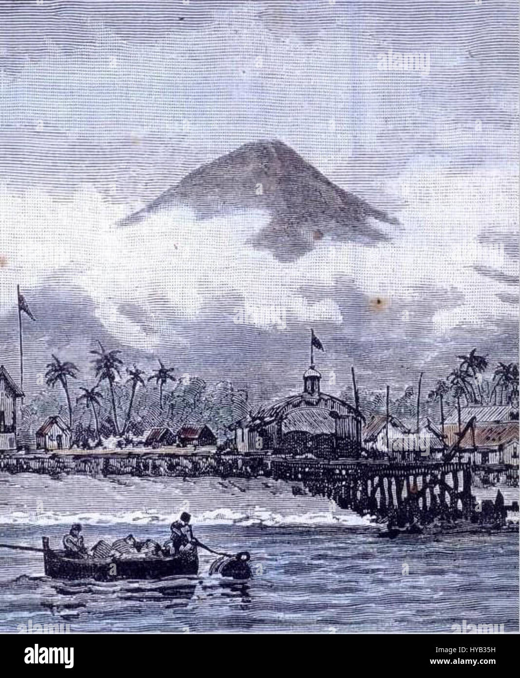 'Puerto San Jose 1860' captures the historical scene of a port in ...