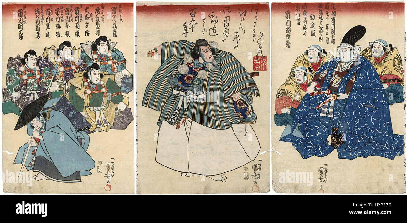 Kuniyoshi's depiction of actors in the kabuki play 'Kanjincho ...