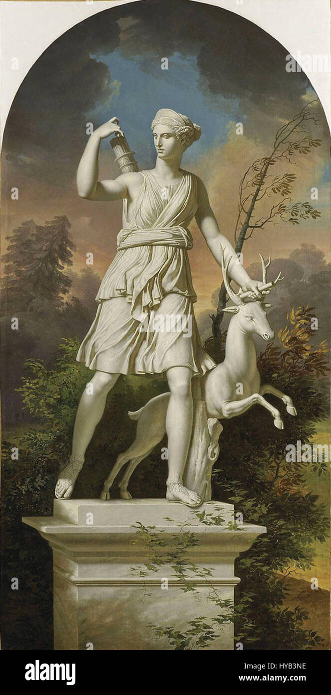 Charles Meynier's 'Statues of Diana the Huntress in a Landscape ...