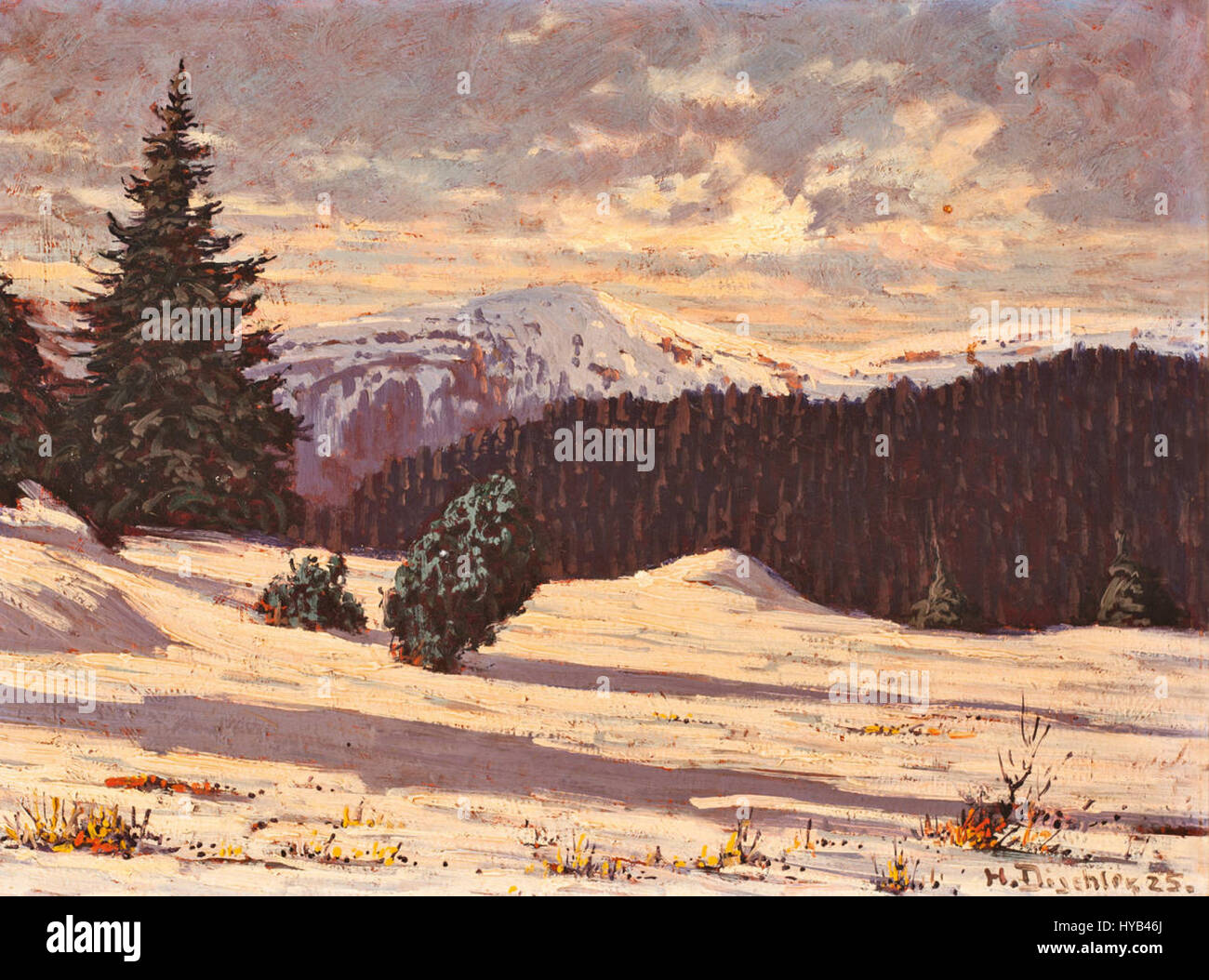 Hermann Dischler's 'Feldberg Seebuck Abend' depicts a serene evening ...