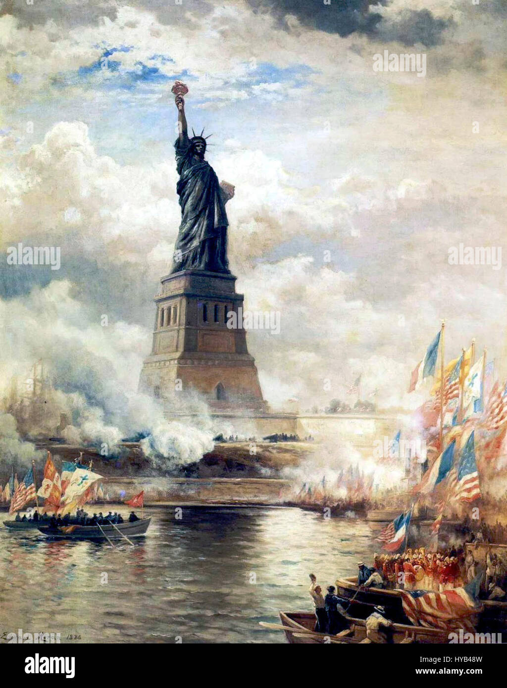 Edward Moran’s painting 'Unveiling the Statue of Liberty' captures the ...