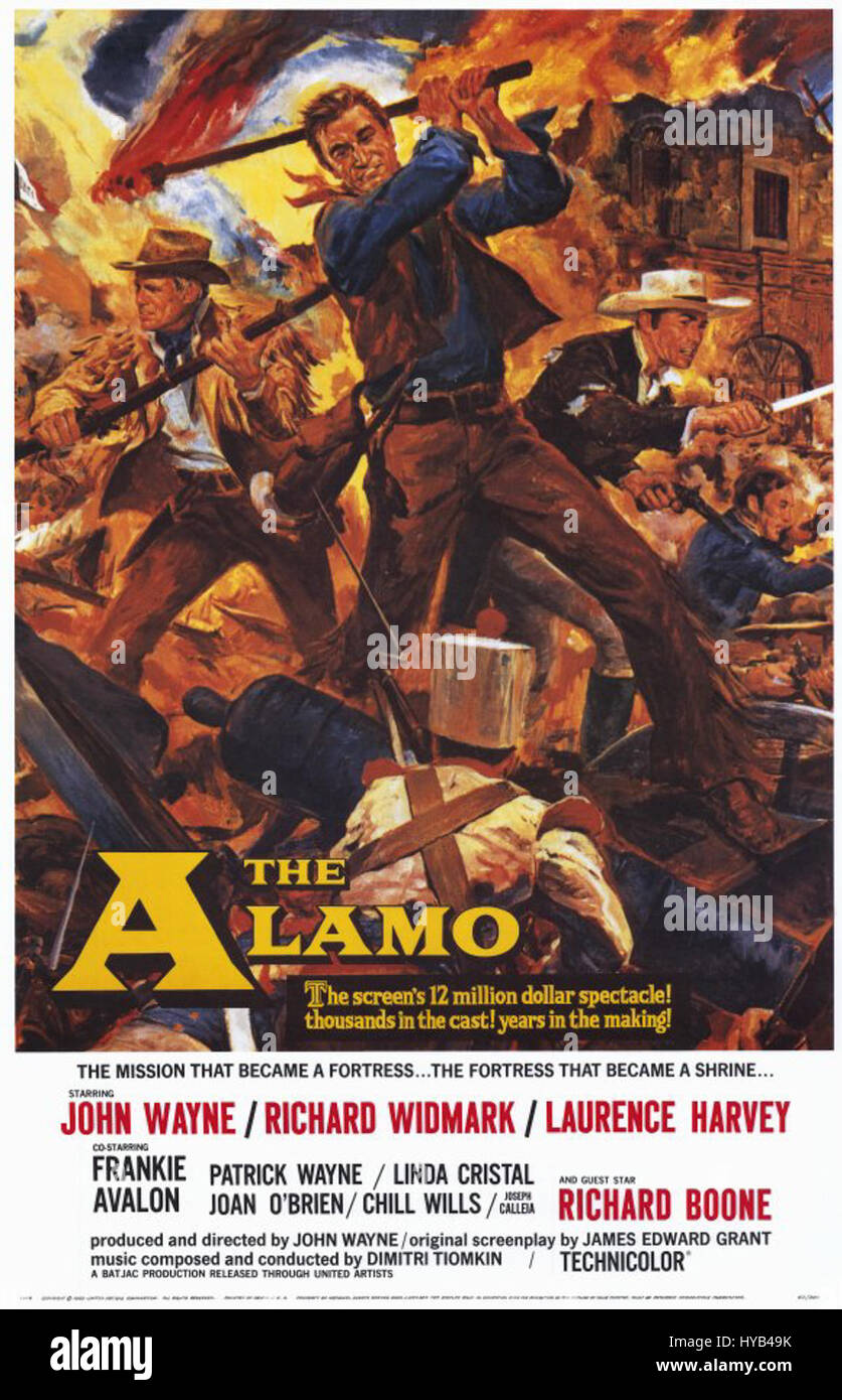 A 1960s poster for the film The Alamo, showcasing the iconic battle of ...