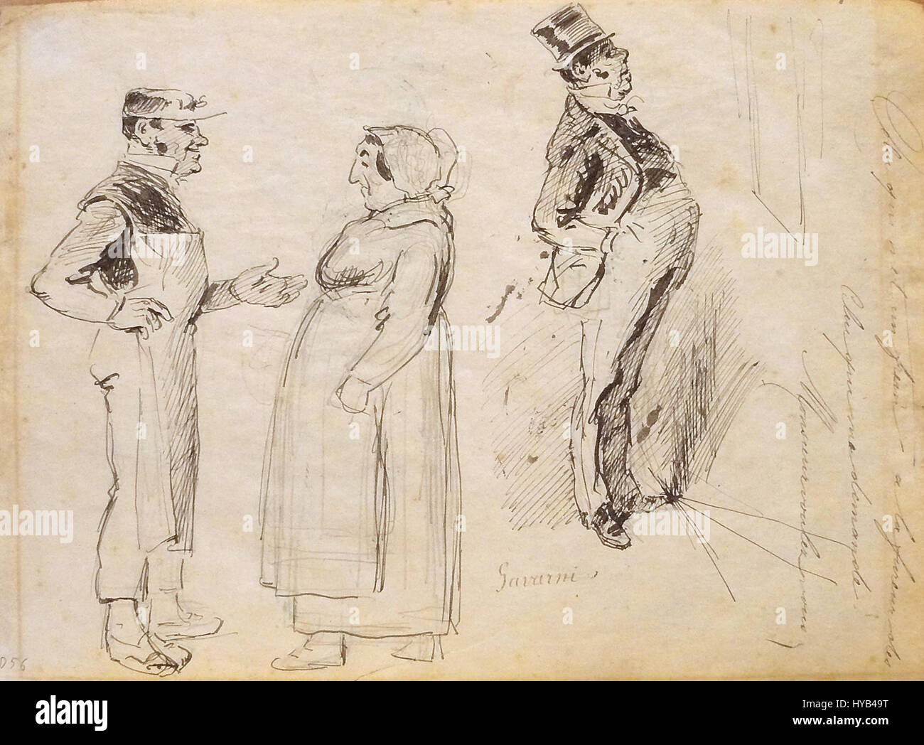The 'Etude de personnages' (Study of Characters) by Gavarni is an ink ...