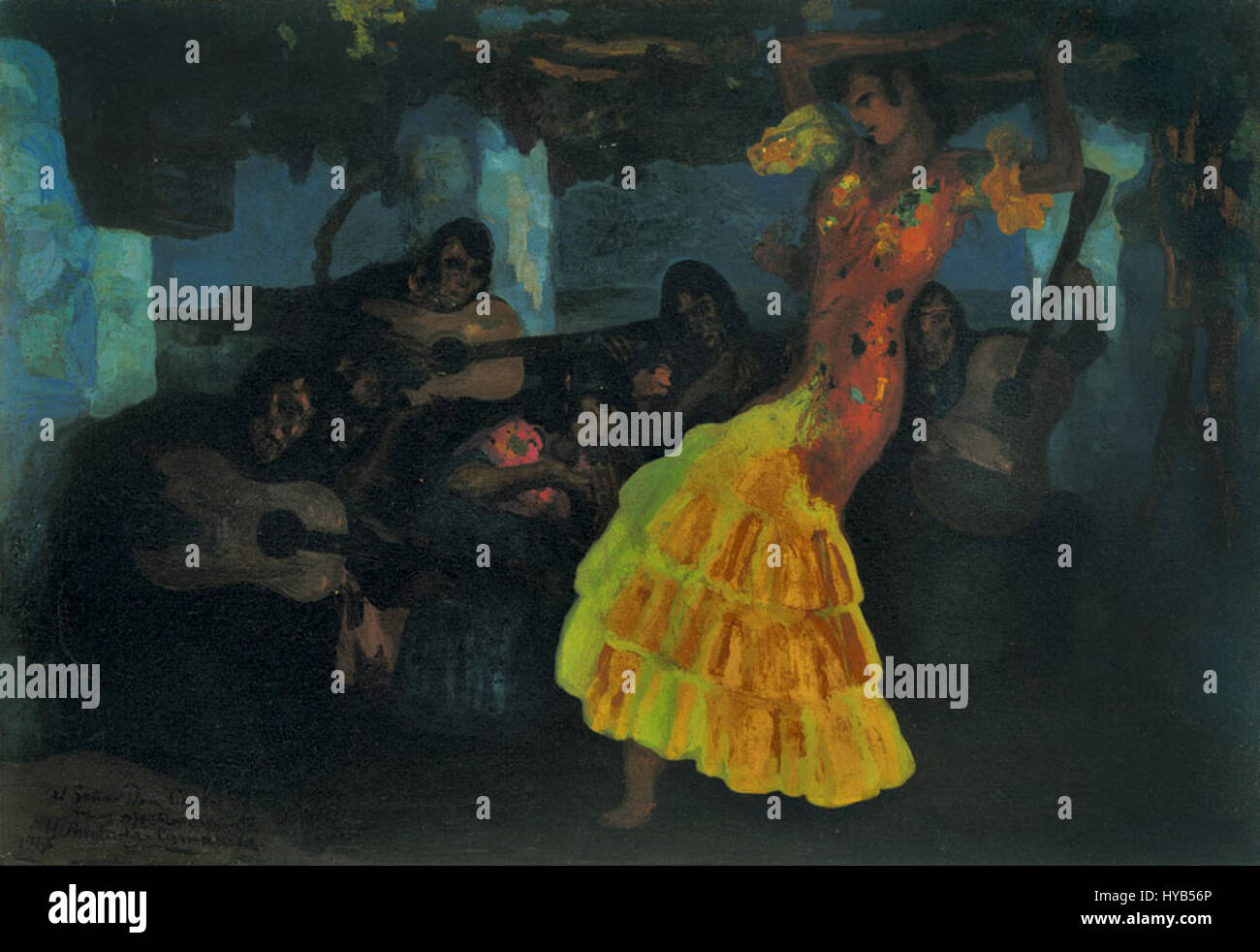 'Baile gitano' depicts a traditional Spanish gypsy dance, capturing the ...