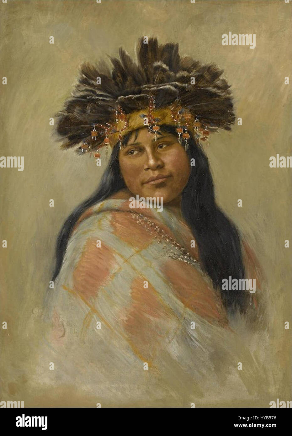 'A Pomo Dancer (Kal si wa, Rosa Peters)' by Grace Hudson depicts a ...