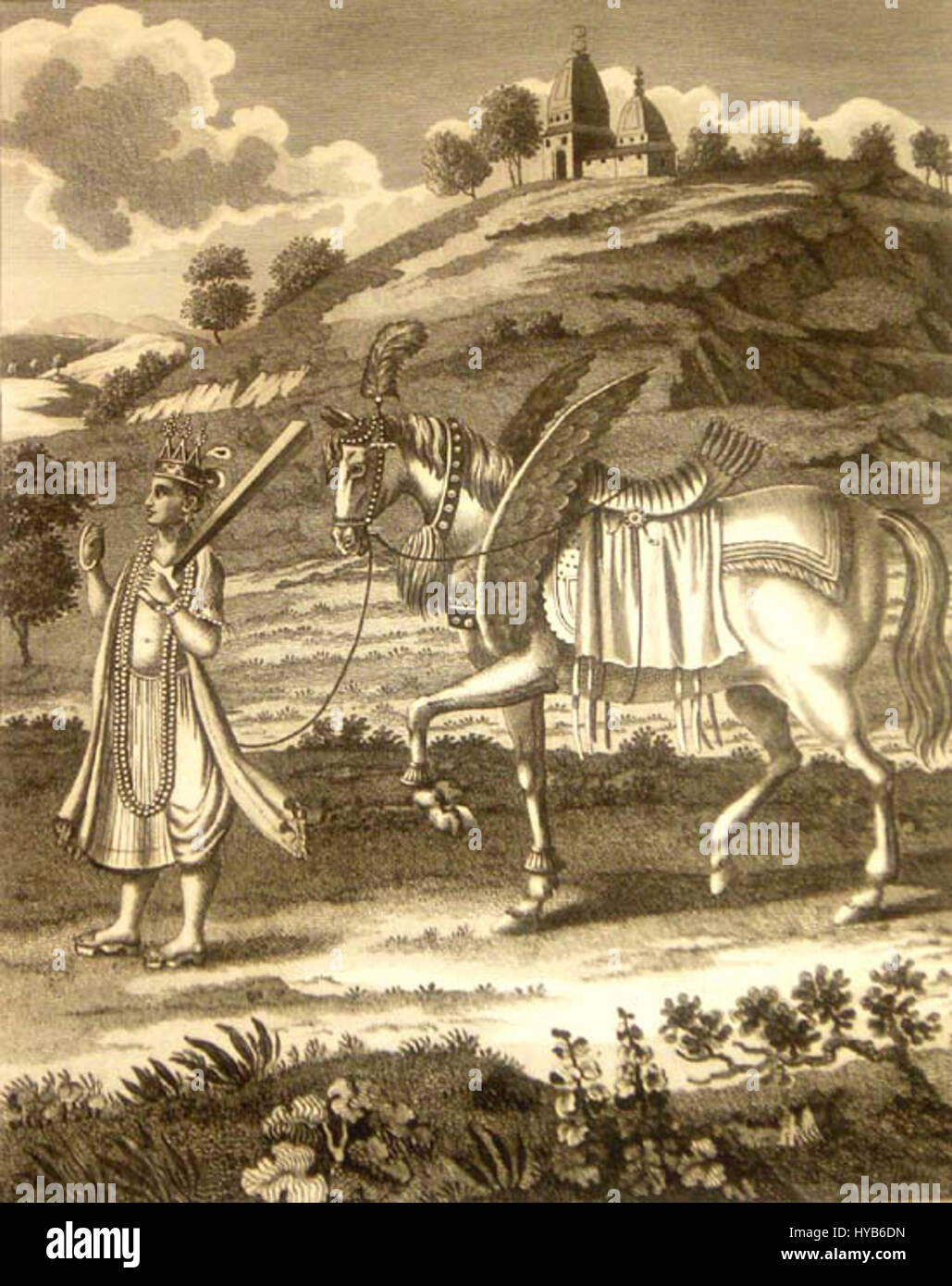 This artwork titled 'Kalki' from the 1790s, depicts a figure from Hindu ...