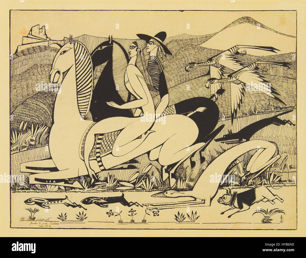 Amadeo de Souza Cardoso’s 1912 work, *The Hawks*, is an Indian ink ...