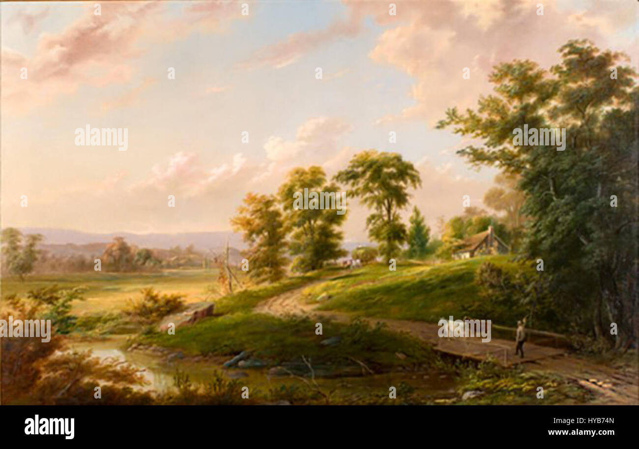 'Pogue's Run' by Jacob Cox, painted in 1871, is a landscape that ...