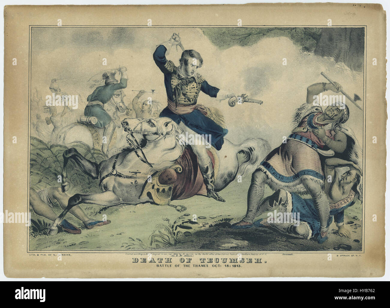 'Death of Tecumseh' by Currier & Ives depicts the death of the Native ...