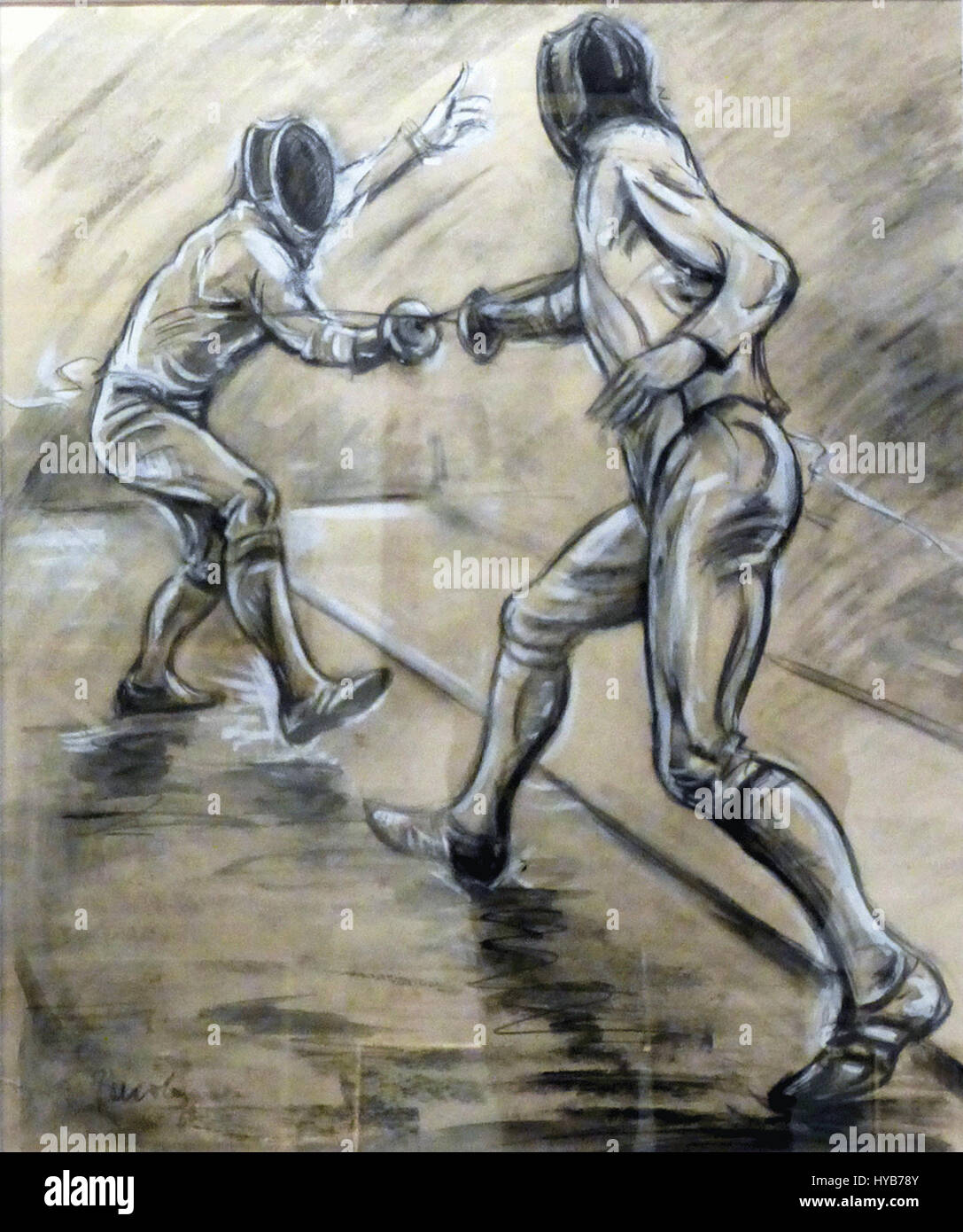 Jean Jacoby's work titled 'Fechter 101' portrays a theatrical scene or ...