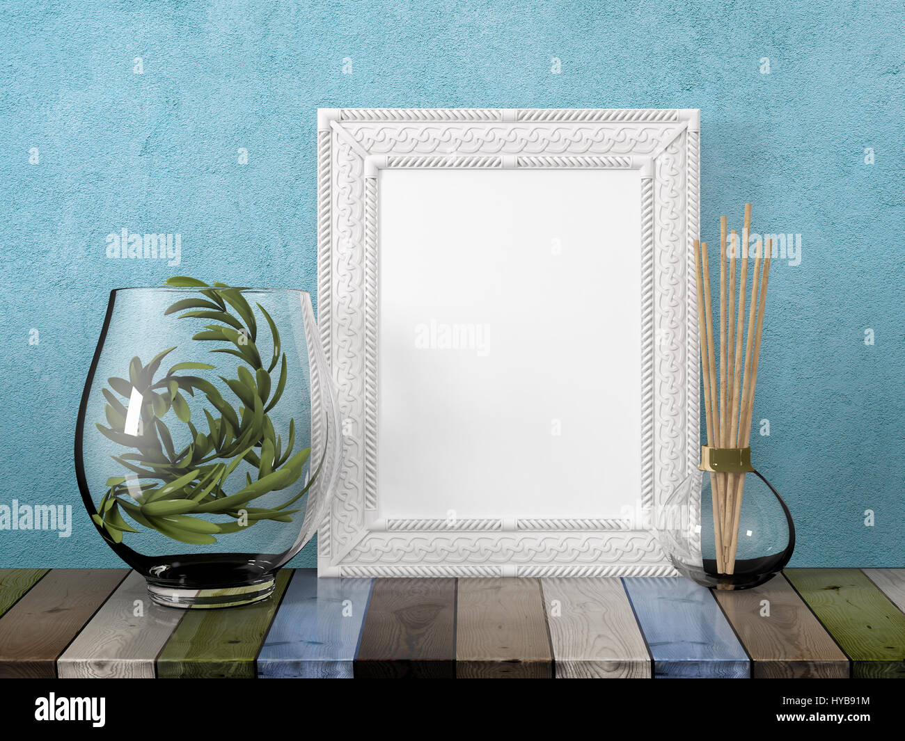 Mock up blank frame. 3d rendering Stock Photo - Alamy