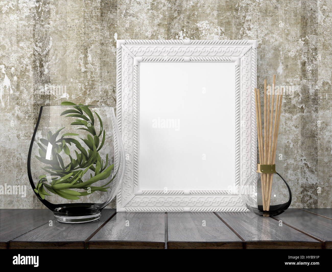Mock up blank frame. 3d rendering Stock Photo - Alamy
