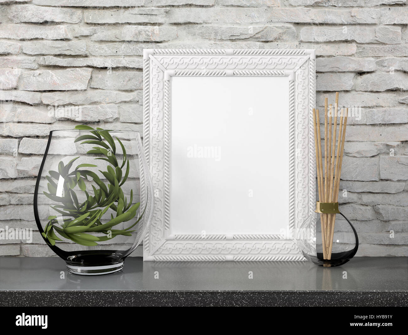 Mock up blank frame. 3d rendering Stock Photo - Alamy