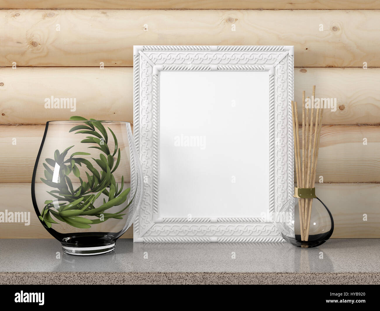 Mock up blank frame. 3d rendering Stock Photo - Alamy