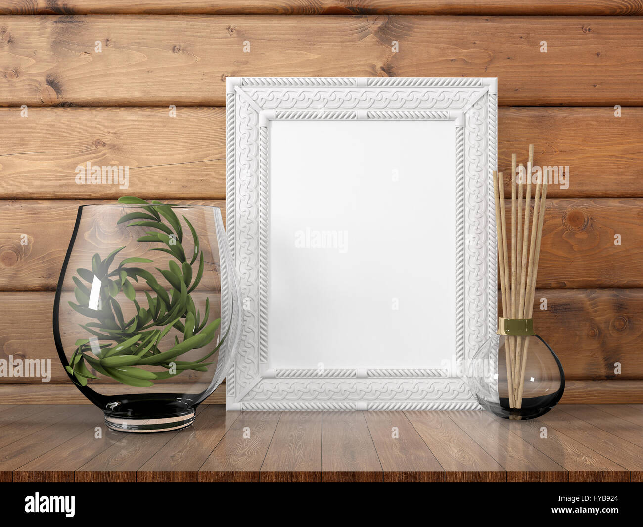 Mock up blank frame. 3d rendering Stock Photo - Alamy