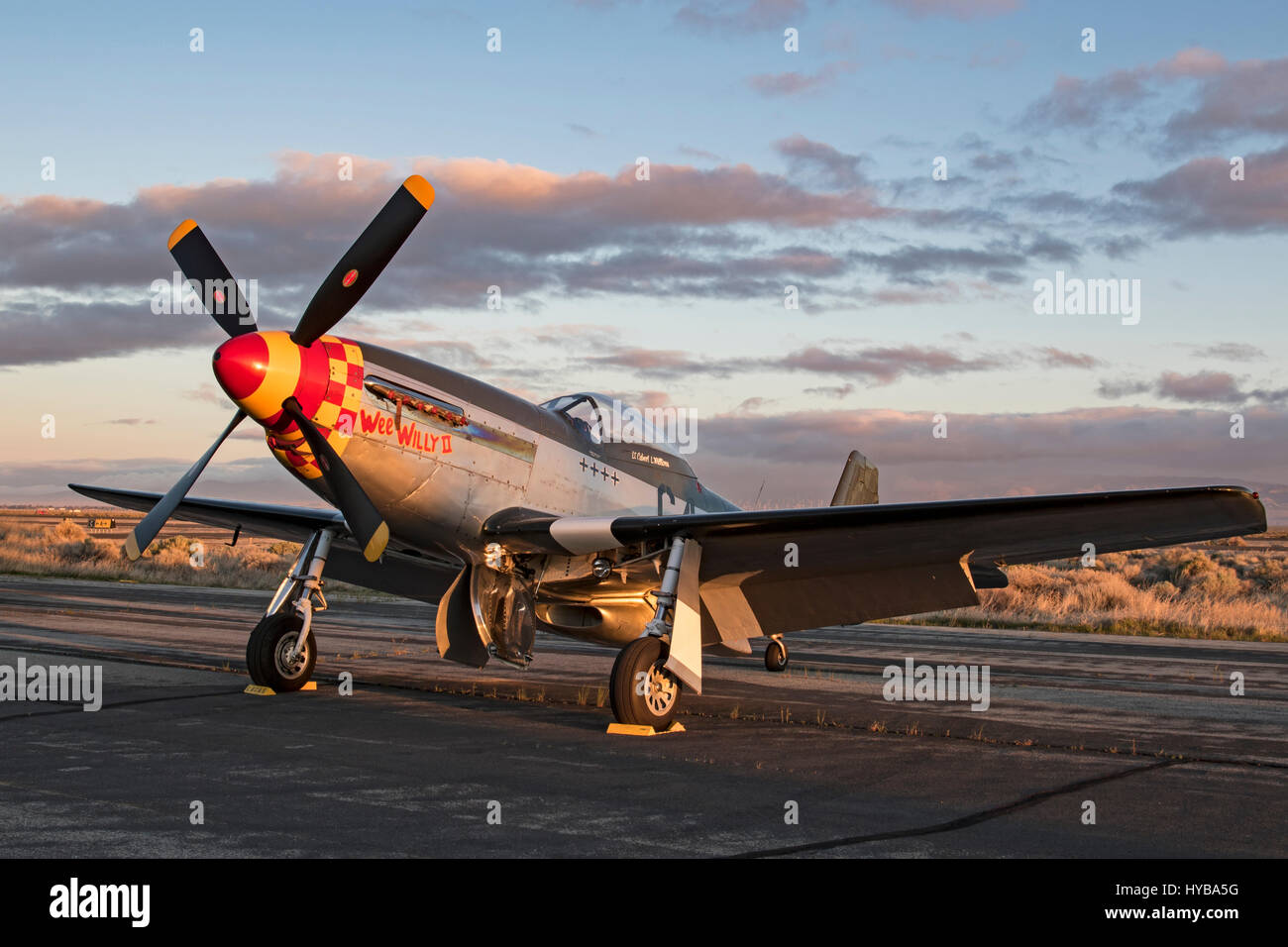 Airplane P-51 Mustang WWII fighter at Los Angeles Air Show Stock Photo ...