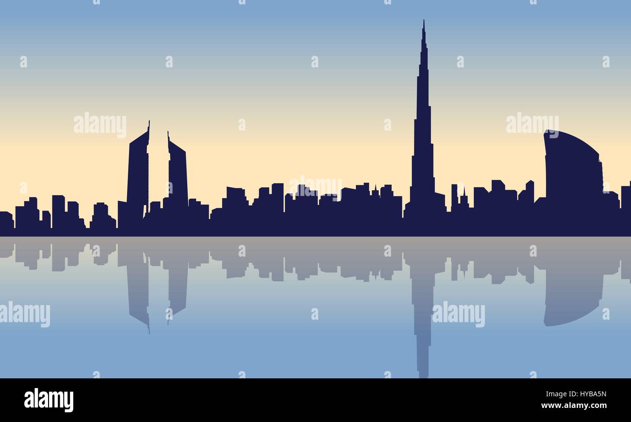 Beauty landscape of dubai city silhouettes Stock Vector Image & Art - Alamy