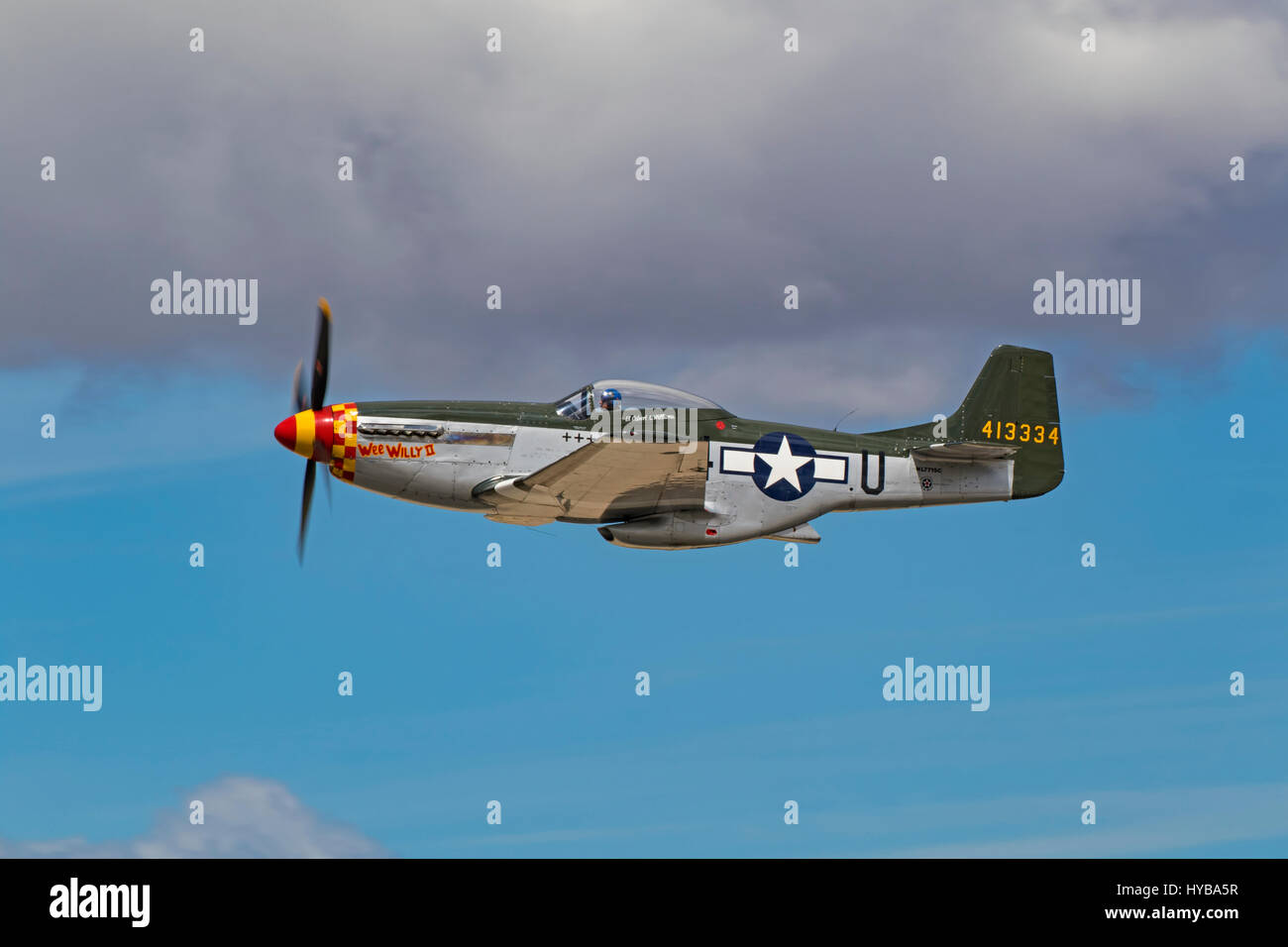 Airplane P-51 Mustang WWII fighter at Los Angeles Air Show Stock Photo ...