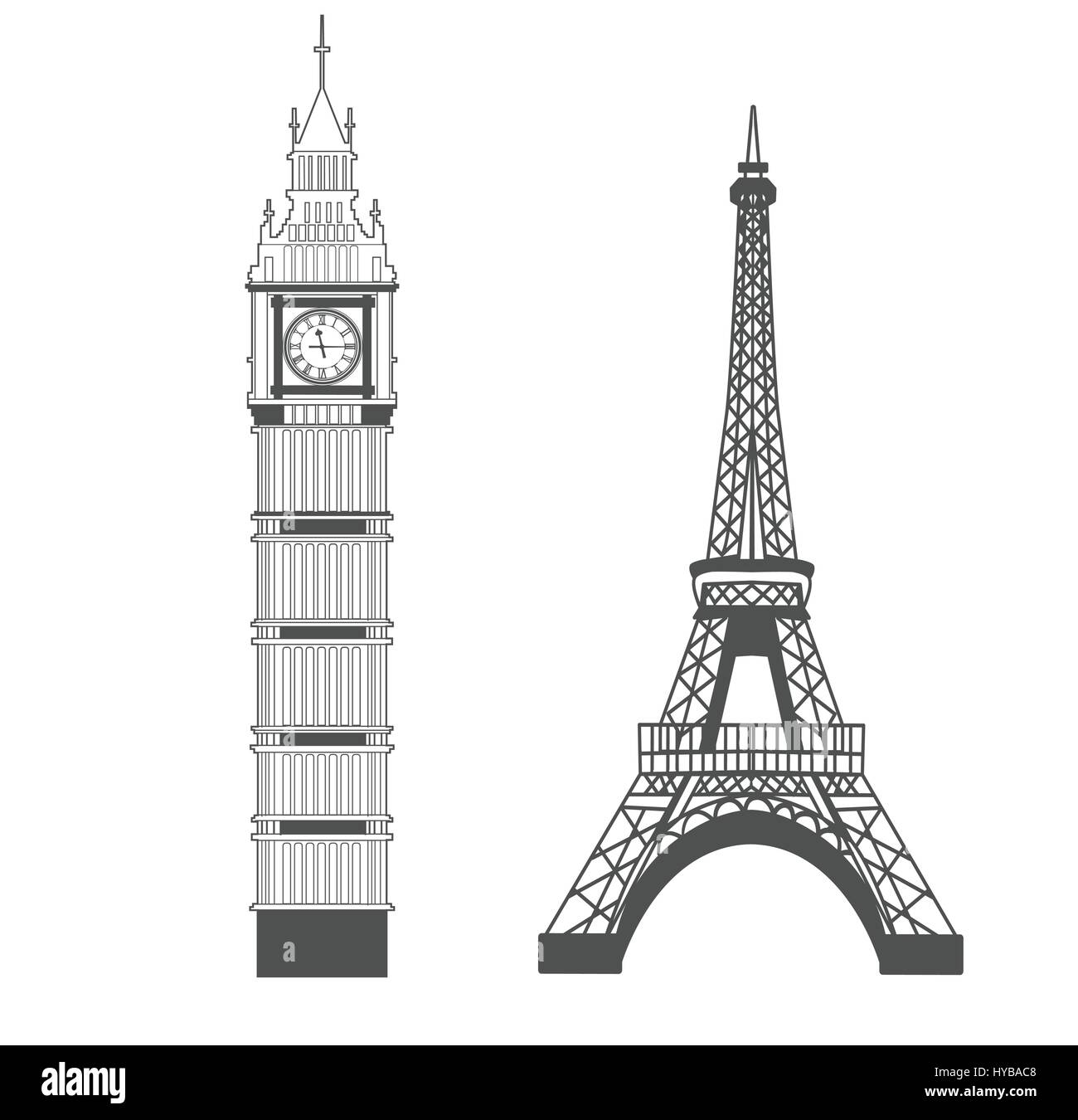 Big Ben and Eiffel Tower Stock Vector Image & Art - Alamy