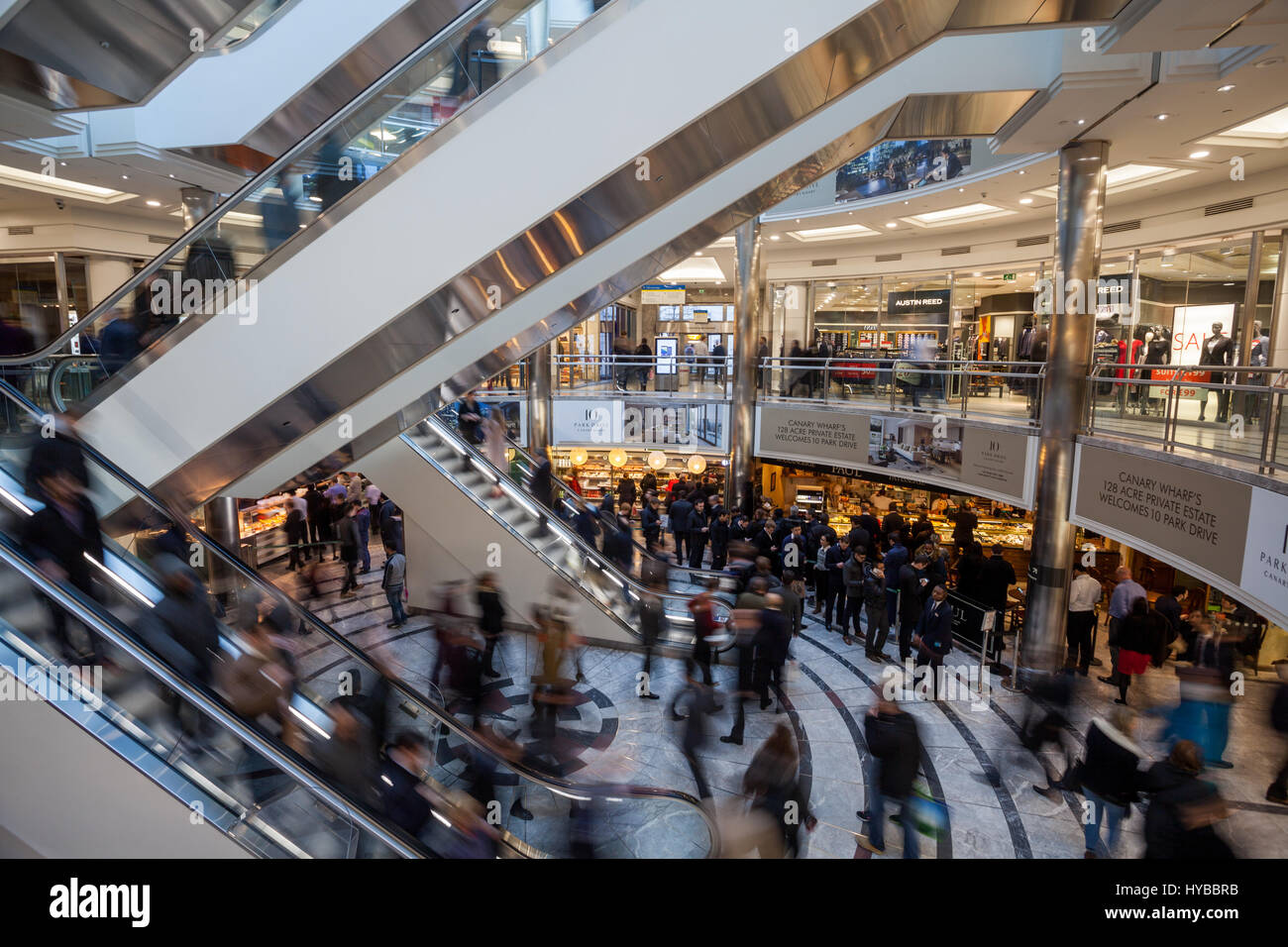 Lunch time rush in a food court in Canary Wharf, London, UK Stock Photo ...