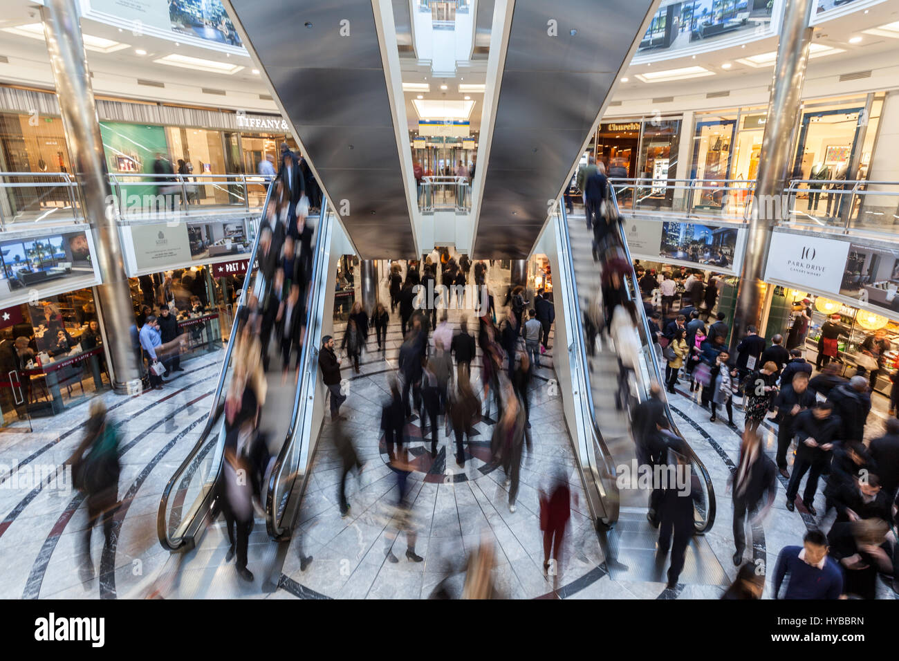 Lunch time rush in a food court in Canary Wharf, London, UK Stock Photo ...