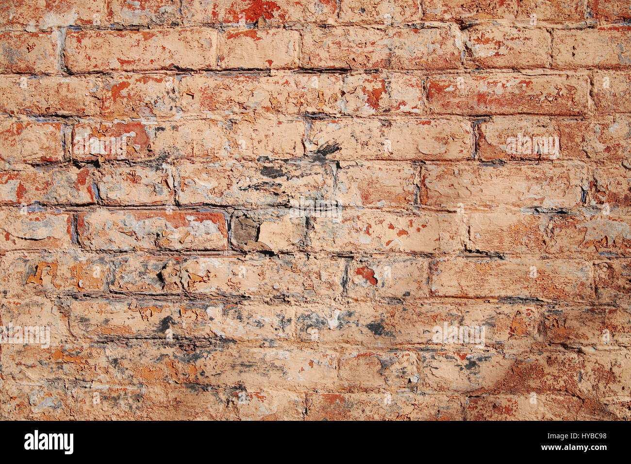 Old painted, scratched brick wall, red Stock Photo - Alamy