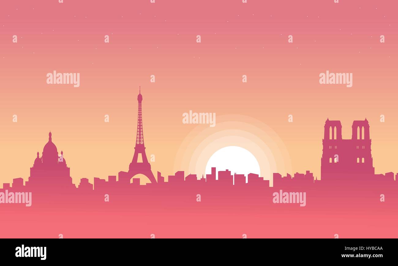Vector illustration of Paris scenery at morning Stock Vector Image ...