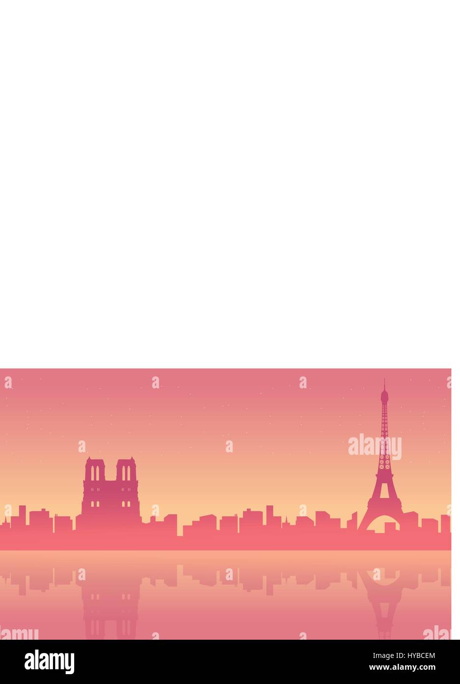 Collection of Paris landscape with reflection silhouettes Stock Vector ...