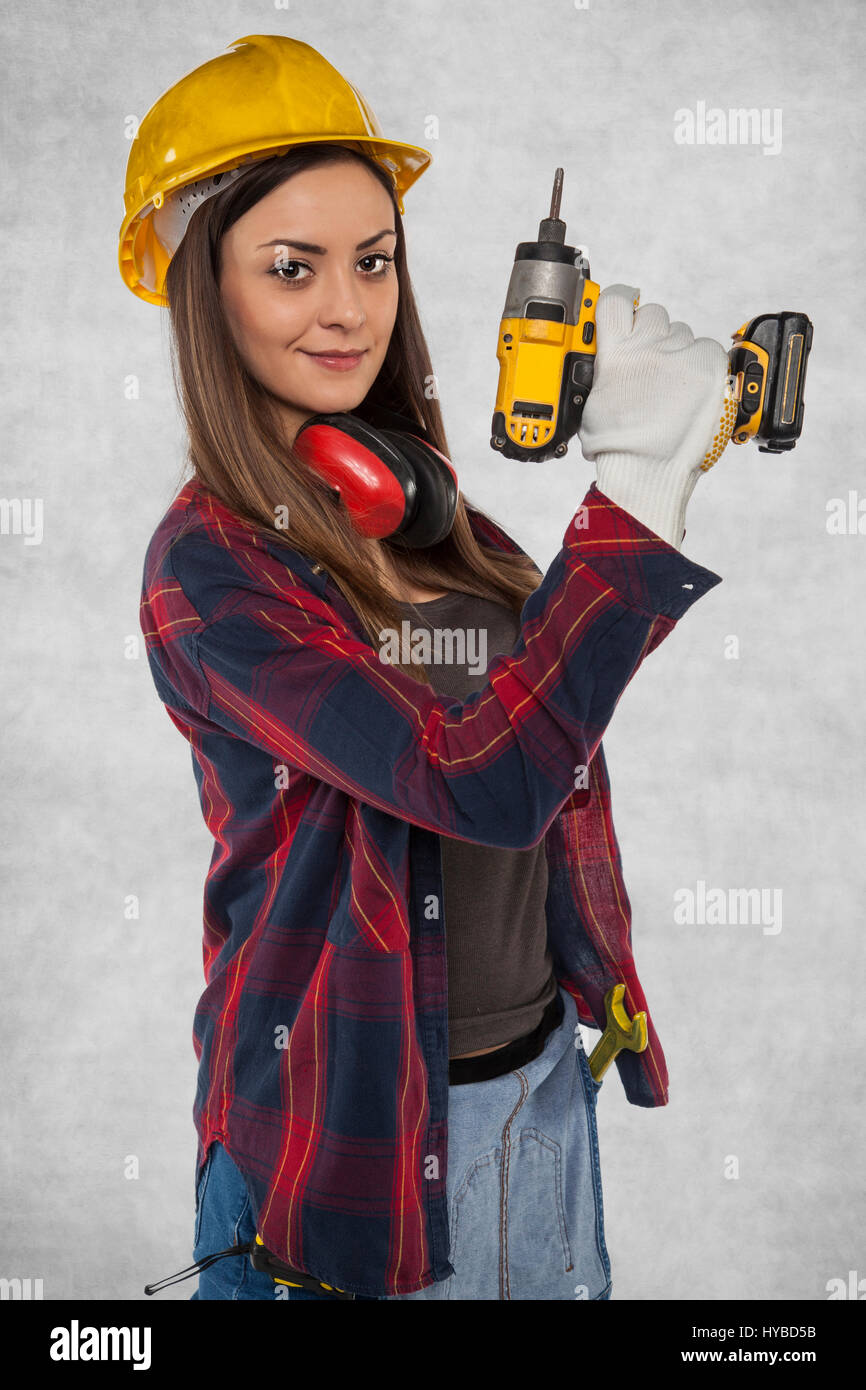 Female worker, handyman at home Stock Photo - Alamy