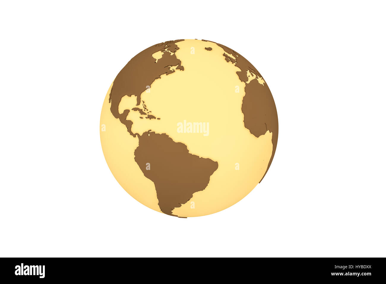 3d illustration of the 3d world geopolitically extruded isolated on ...