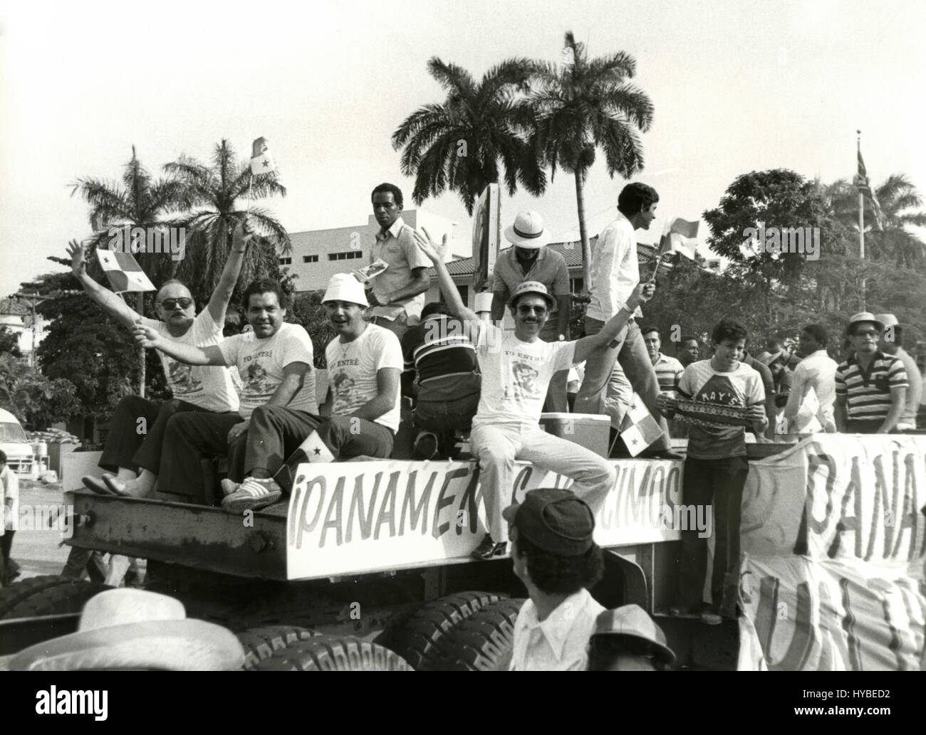 People celebrating the transfer of the Panama Canal, Panama 1979 Stock ...